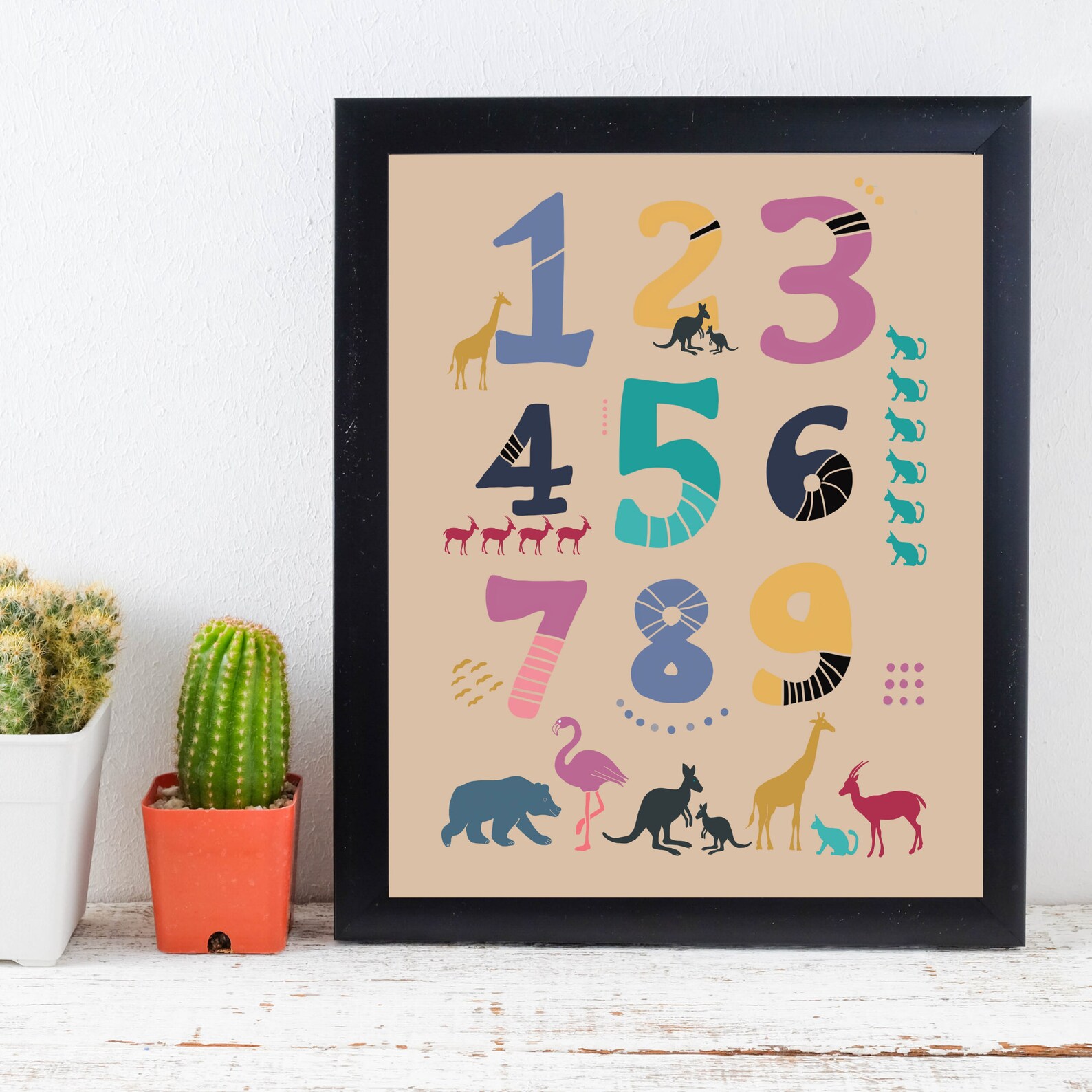NUMBERS POSTER, Numbers and Animals Print , Download Print, Digital ...