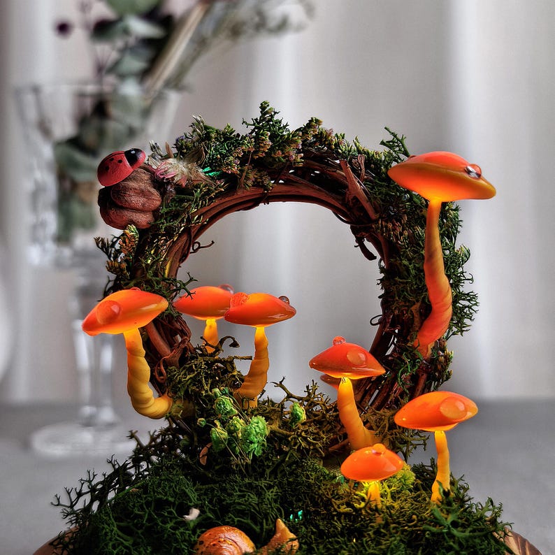 Wreath Handmade Mushroom Lamp | Whimsigoth Decor | Bedroom Decor |art ...