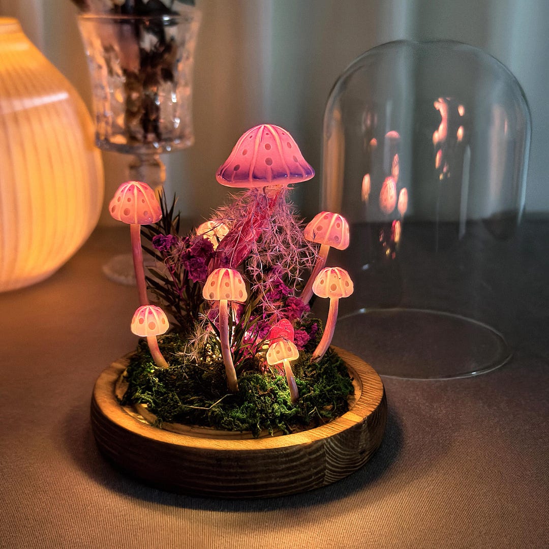 Pink Handmade Mushroom Lamp | Whimsigoth Decor | Bedroom Decor |art ...