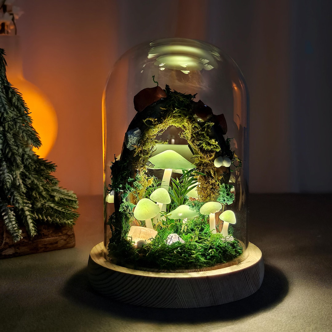 Enchanted Mushroom Lamp | Green Mushroom Night Light | Whimsigoth Decor ...