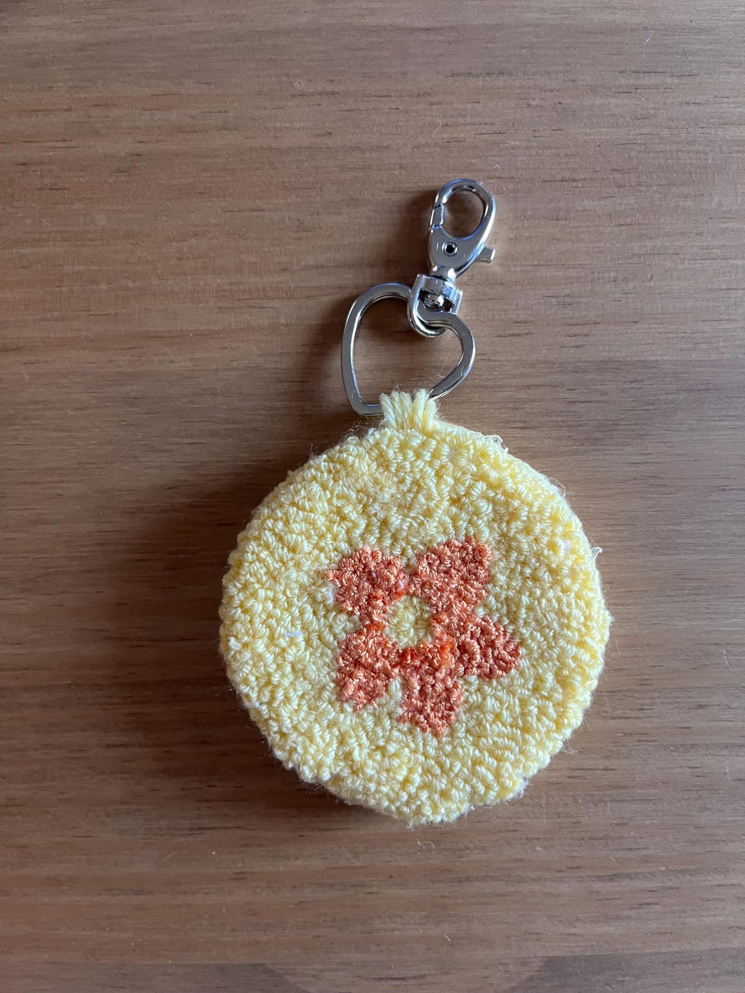 Flower Punch Needle Bag Charm - Etsy