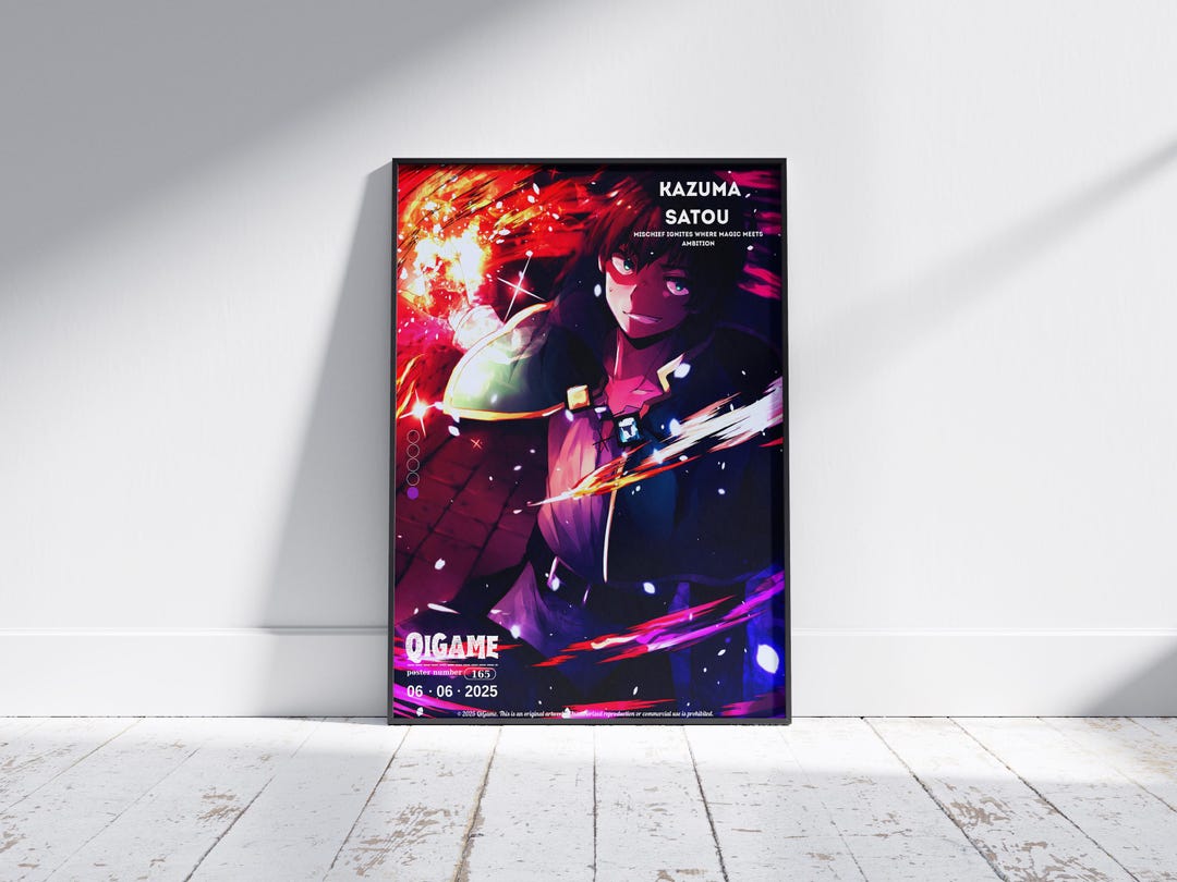 Kazuma Sato Poster, Konosuba Megumin Print, Anime Waifu Poster, Matte ...