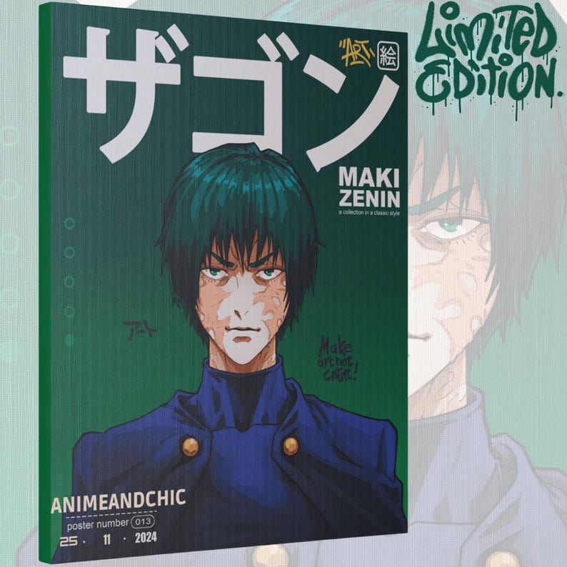 Jujutsu Kaisen Maki Zenin Canvas Art - 24x30 Anime Poster Design ...
