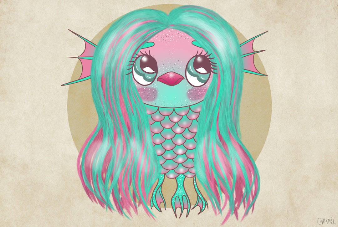 Print Amabie Yokai Mermaid 4x6 Inches 10x15 Cm Drawing Illustration - Etsy
