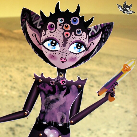 Cute Alien Doll Galactic Warrior Girl Extraterrestrial Paper | Etsy