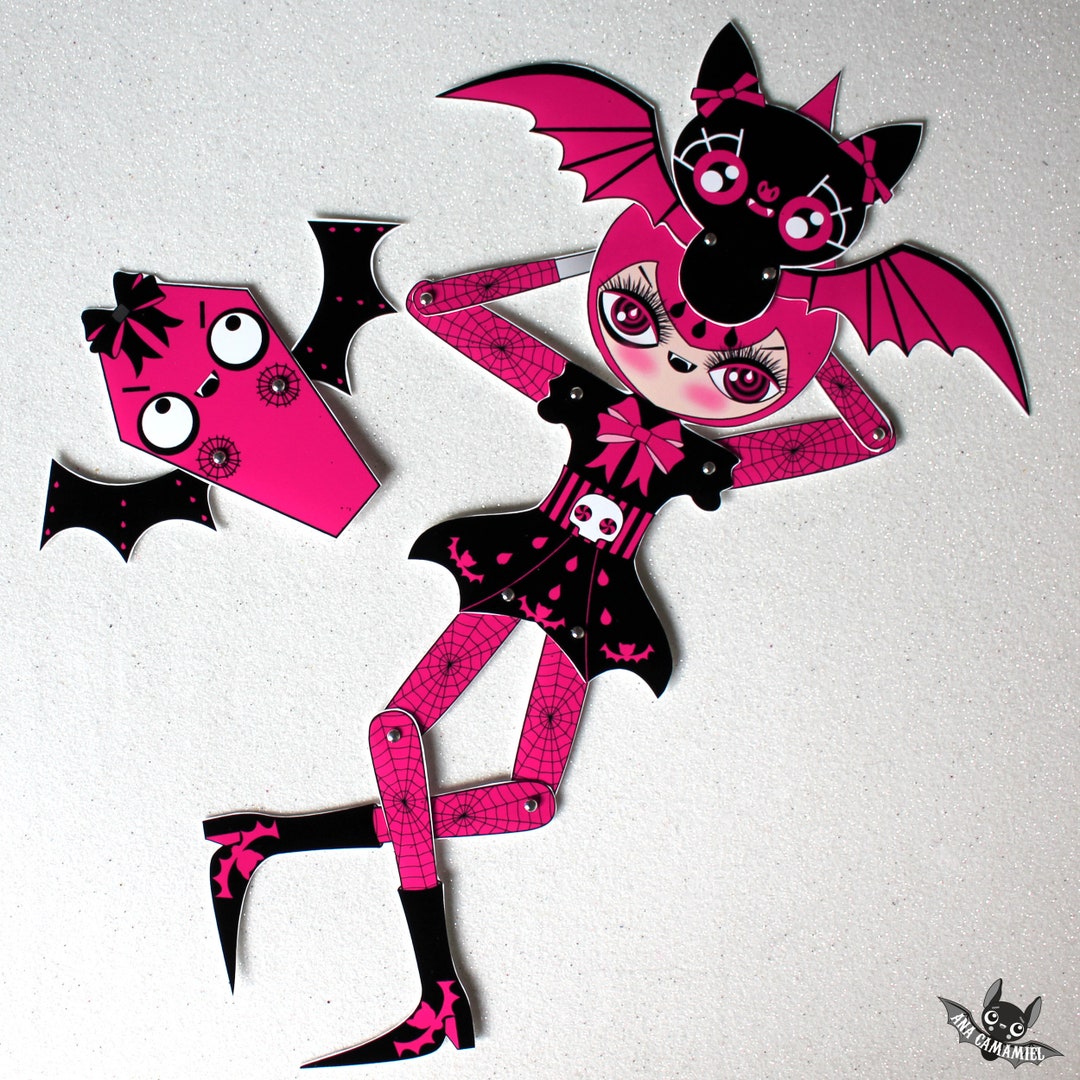 Vampire Bat Girl Paper Doll Puppet Coffin Vladimir Nebula & - Etsy