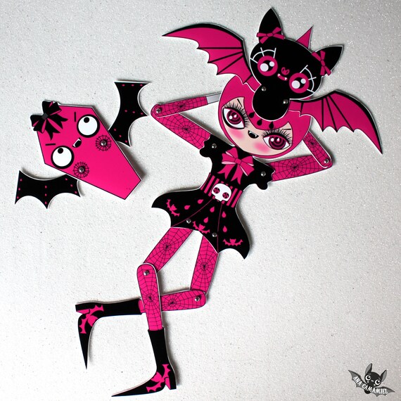 Vampire Bat Girl Paper Doll Puppet Coffin Vladimir Nebula & | Etsy