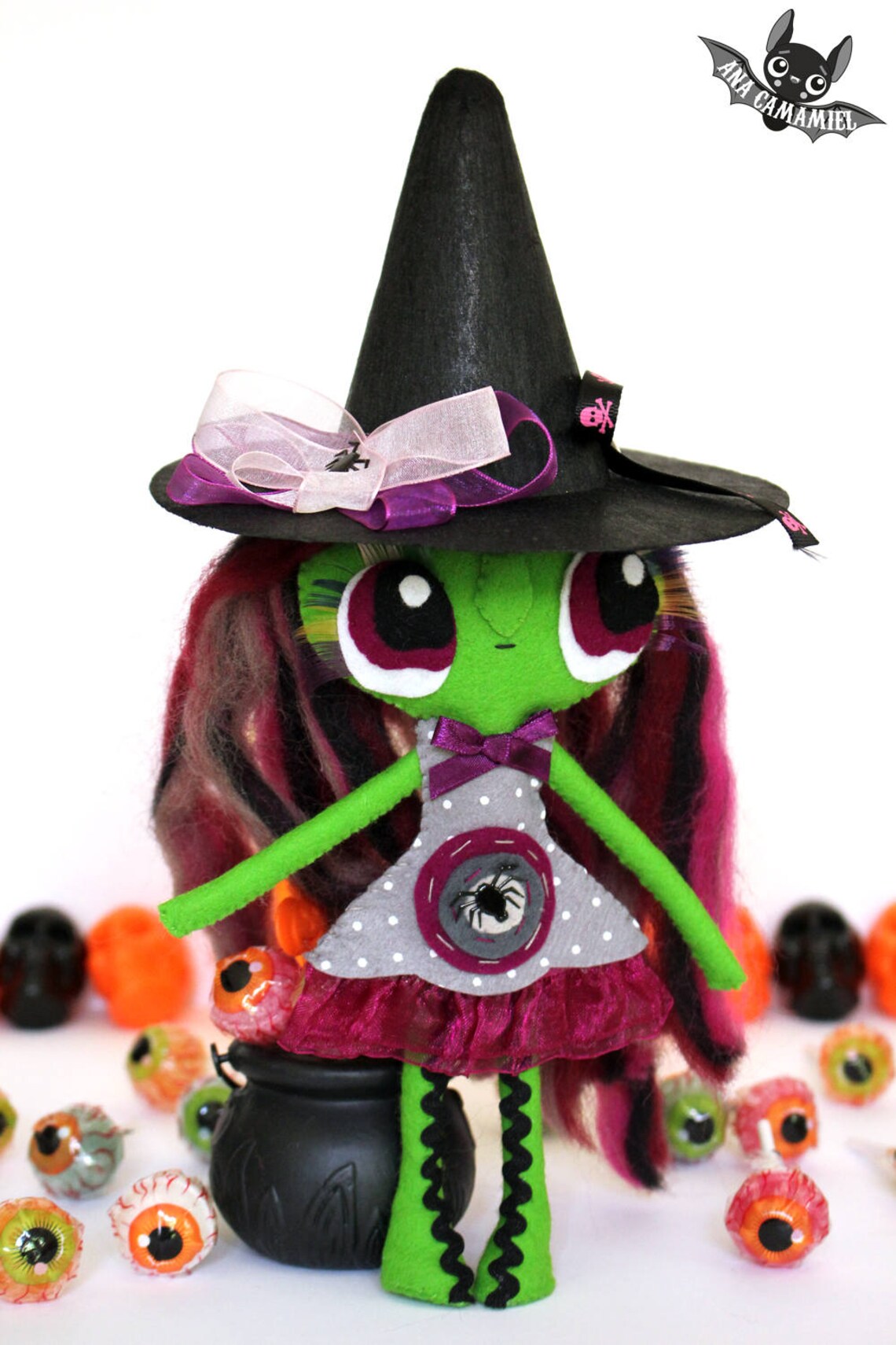 Witch Halloween Felt Doll Esmeralda | Etsy