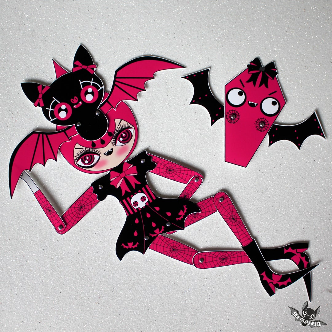 Vampire Bat Girl Paper Doll Puppet Coffin Vladimir Nebula & the Bat ...