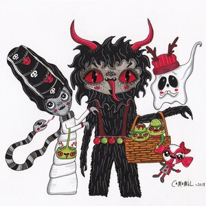 1 Original Pencil Drawing A4 A5 Creepmas Spooky Cute Christmas ...