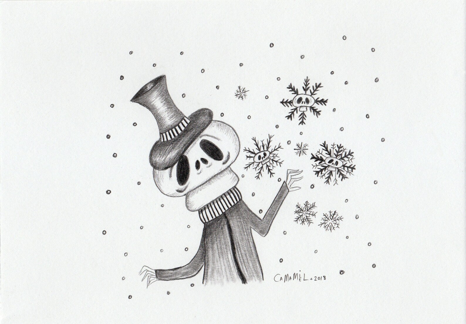 1 Original Pencil Drawing A4 A5 Creepmas Spooky Cute Christmas - Etsy