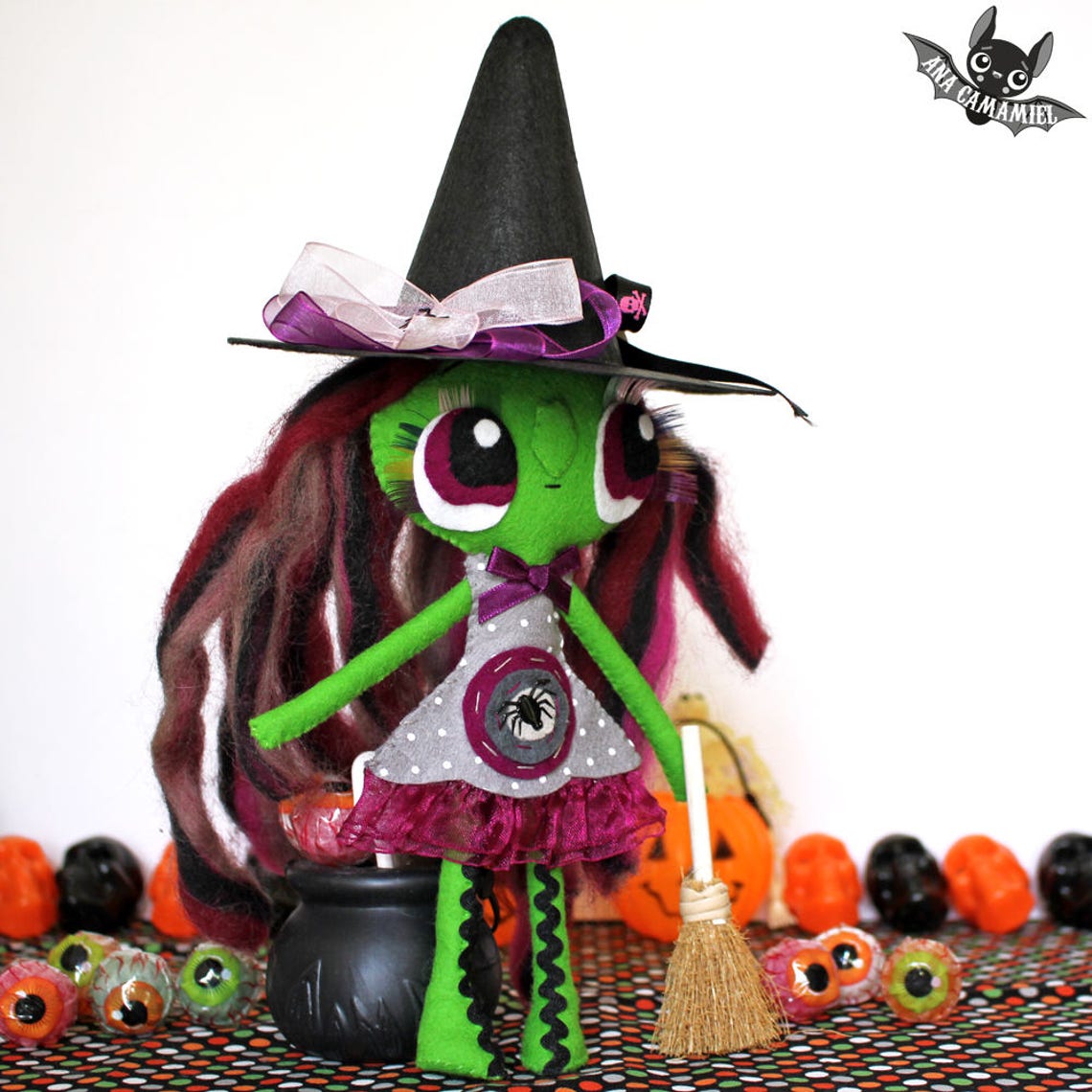 Witch Halloween Felt Doll Esmeralda | Etsy
