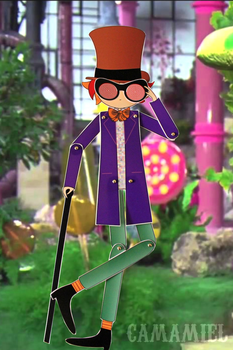 Willy Wonka Assembled articulated paper doll | Etsy