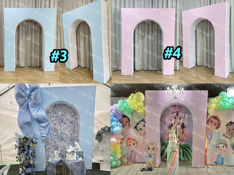 3D Square Top Layers Arch Wall Backdrop Stand Print Fabric Arch Cover ...