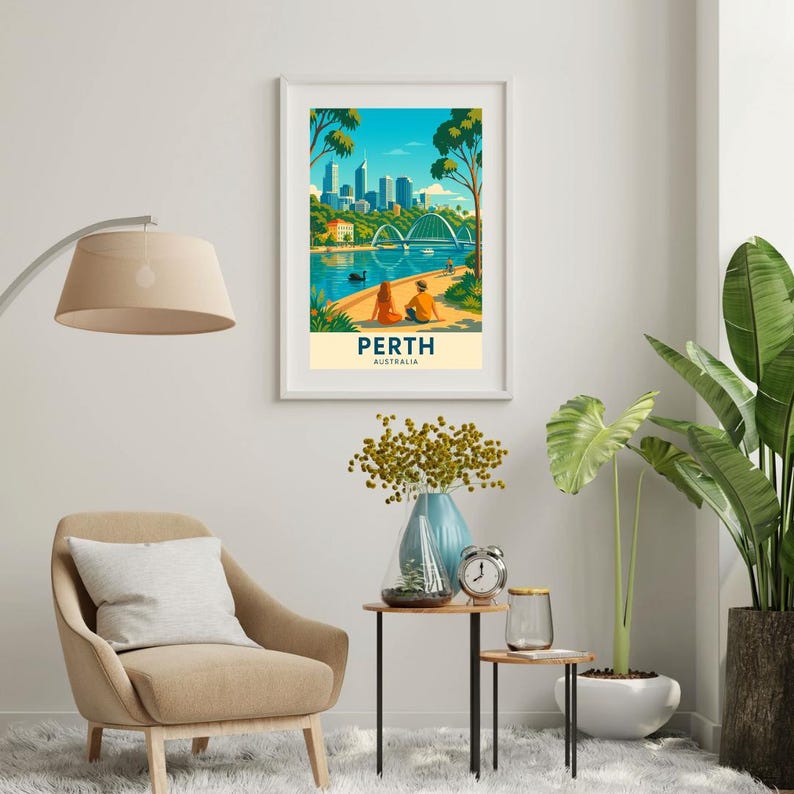 Perth Poster - Australia Wall Art Travel Print, Perth Wall Art ...