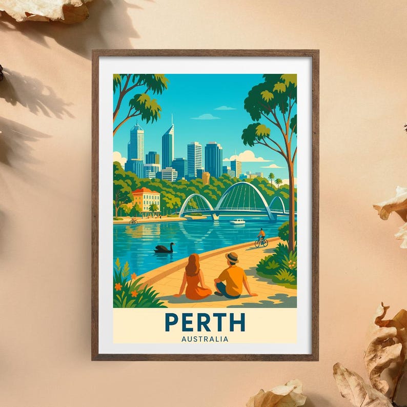 Perth Poster - Australia Wall Art Travel Print, Perth Wall Art ...