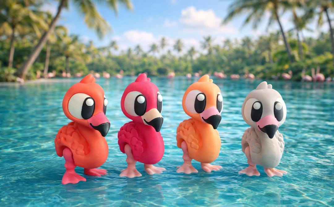 3D Printed Flamingo Figurines Set of 4 | Mini Flamingos | Hot Pink ...
