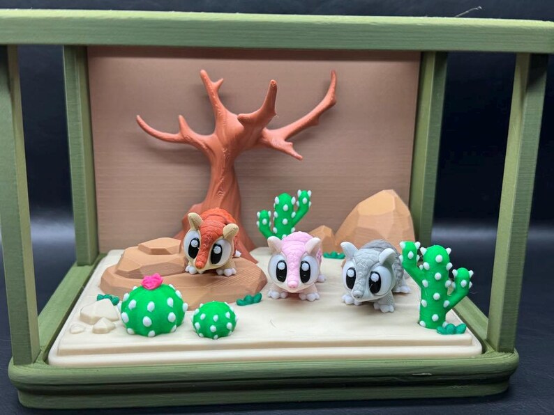 3D Printed Armadillo Habitat Playset: Includes 3 Mini Armadillos - Etsy