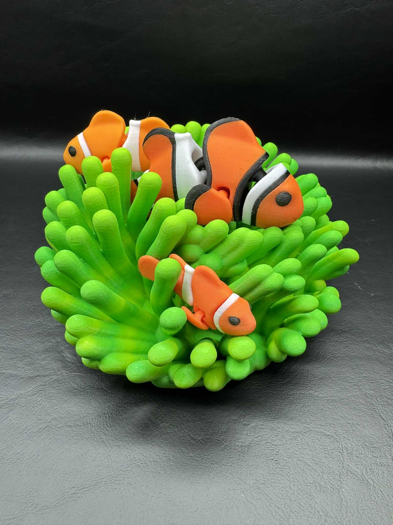 3D Printed Clownfish in Sea Anemone: Coral Reef Display Sculpture ...