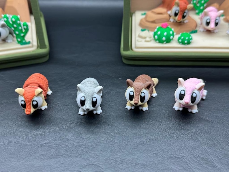 3D Printed Armadillo Habitat Playset: Includes 3 Mini Armadillos - Etsy