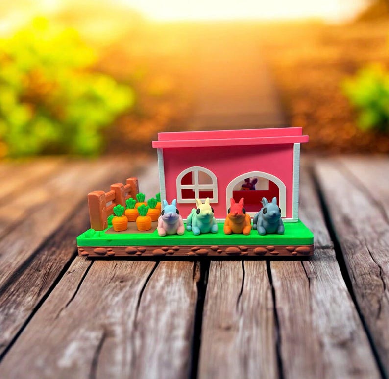 Hop & Harvest Bunny Habitat - 3D Printed Bunny Playset With Removable ...
