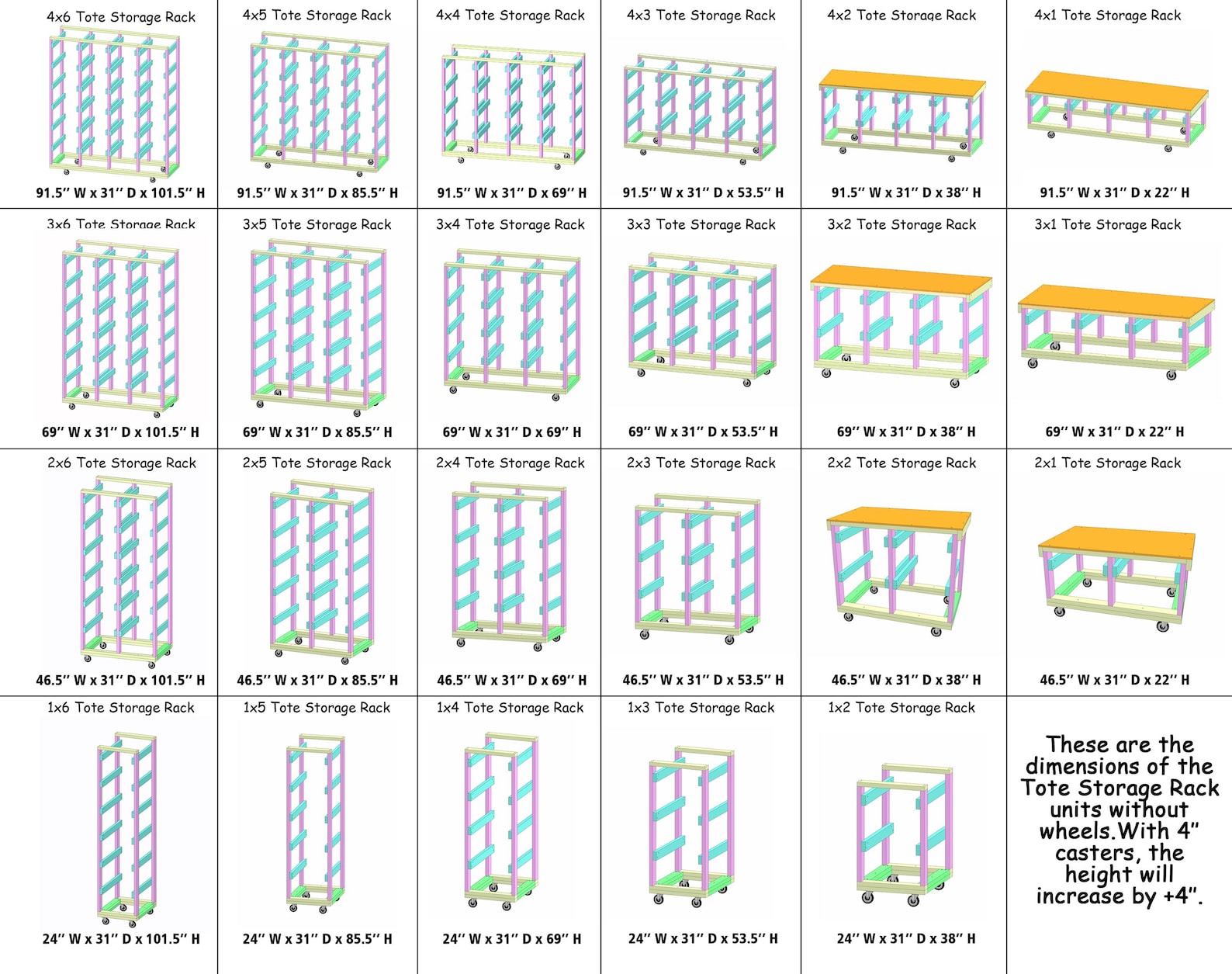 DIY Tote Rack | 27 Gallon Tote Storage Rack Plans | Wheelie Tote ...