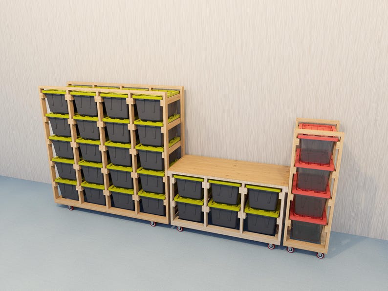 DIY Tote Rack | 27 Gallon Tote Storage Rack Plans | Wheelie Tote ...