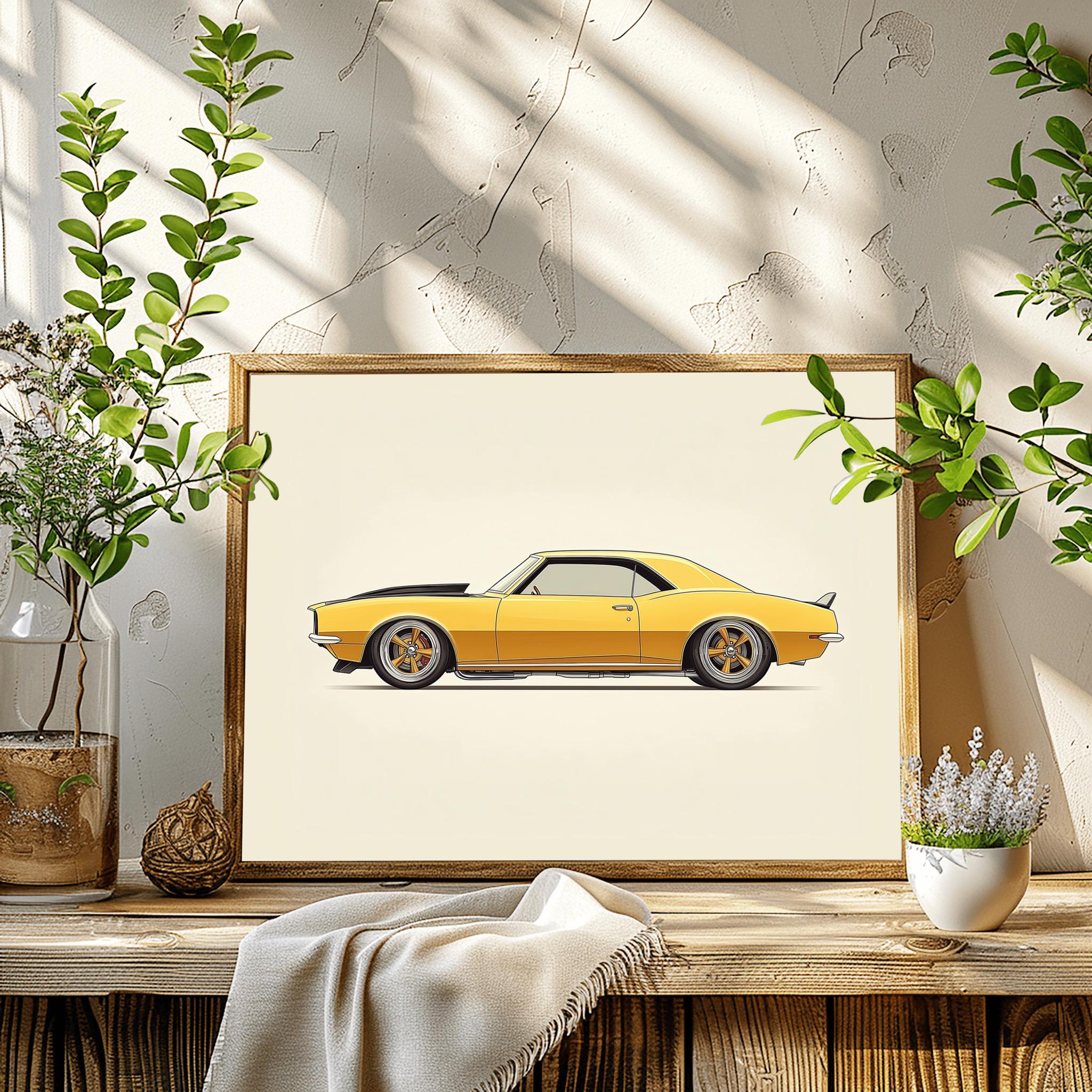 Yellow Chevy Camaro Printable | 1967-1969 Camaro | Sports Car Wall ...