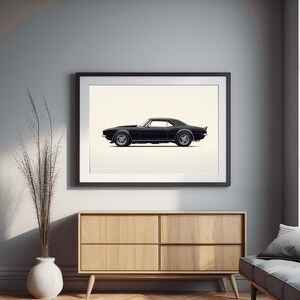 Black Chevy Camaro Art Print: Classic 1967-1969 Sports Car (digital ...
