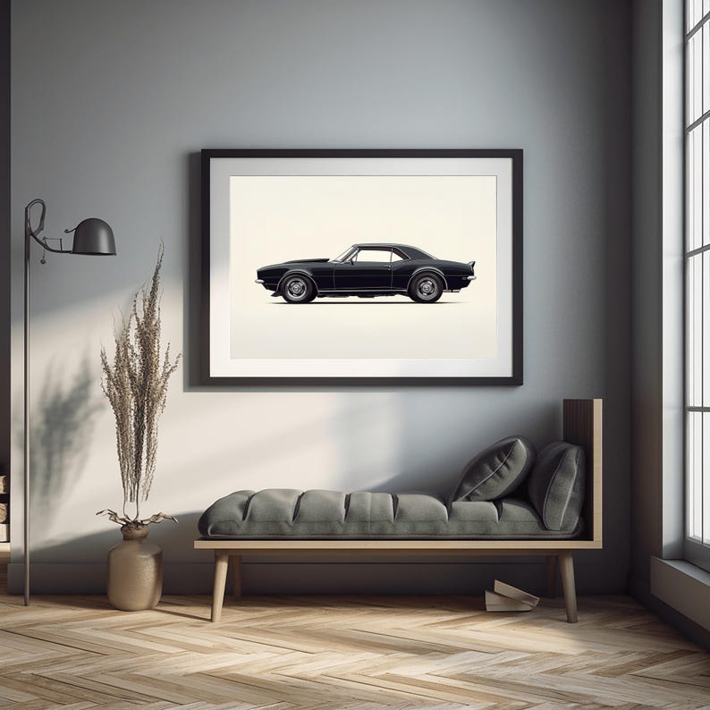 Black Chevy Camaro Art Print: Classic 1967-1969 Sports Car (digital ...