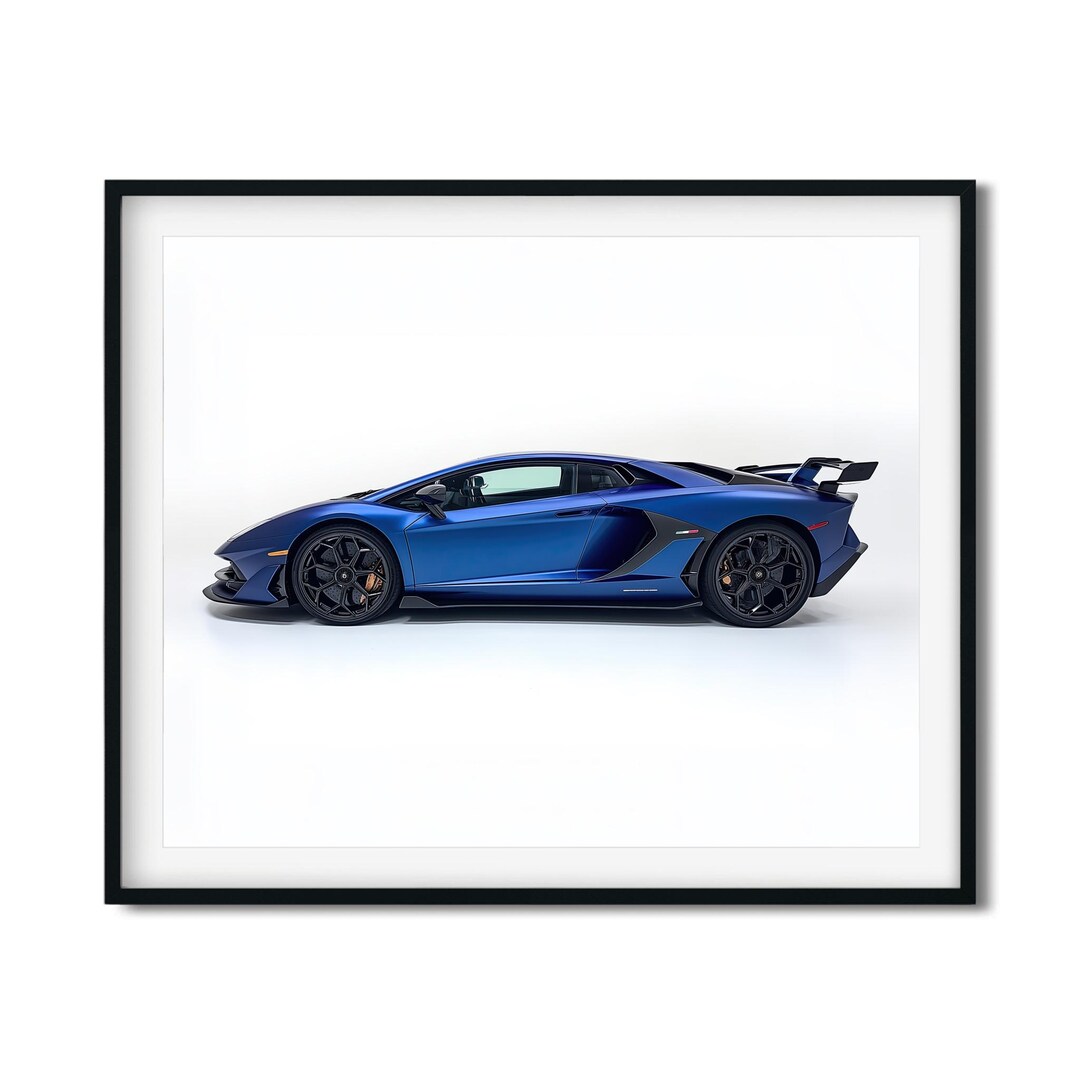 Light Blue Lamborghini Aventador SVJ | Lambo | Sports Car Wall Décor ...