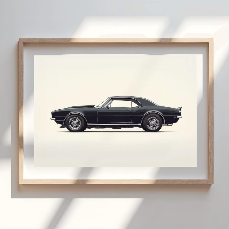 Black Chevy Camaro Art Print: Classic 1967-1969 Sports Car (digital ...