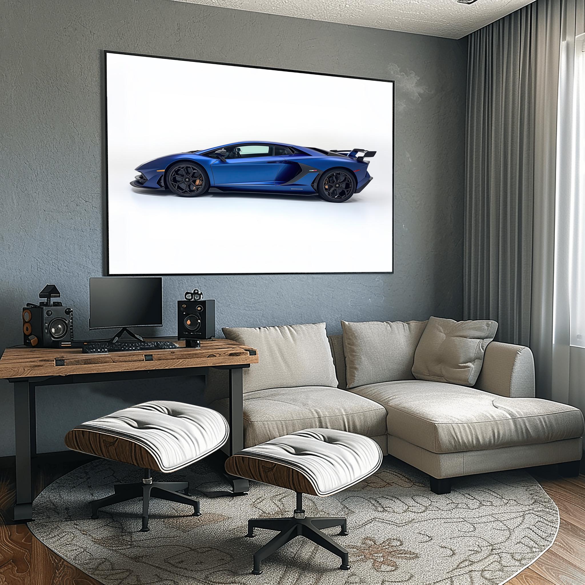 Light Blue Lamborghini Aventador SVJ | Lambo | Sports Car Wall Décor ...