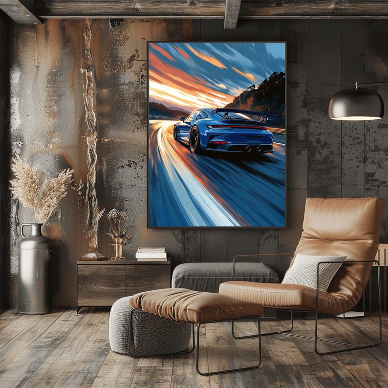 Blue Porsche 911 GT3 RS Poster: Racetrack Car Art (digital Download ...