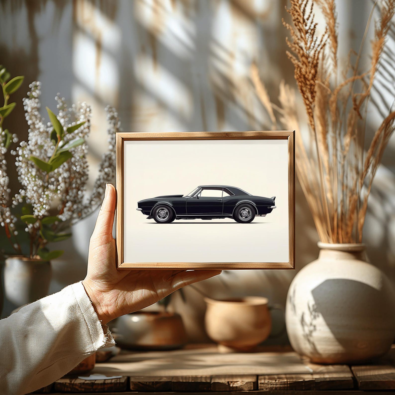 Black Chevy Camaro Art Print: Classic 1967-1969 Sports Car (digital ...