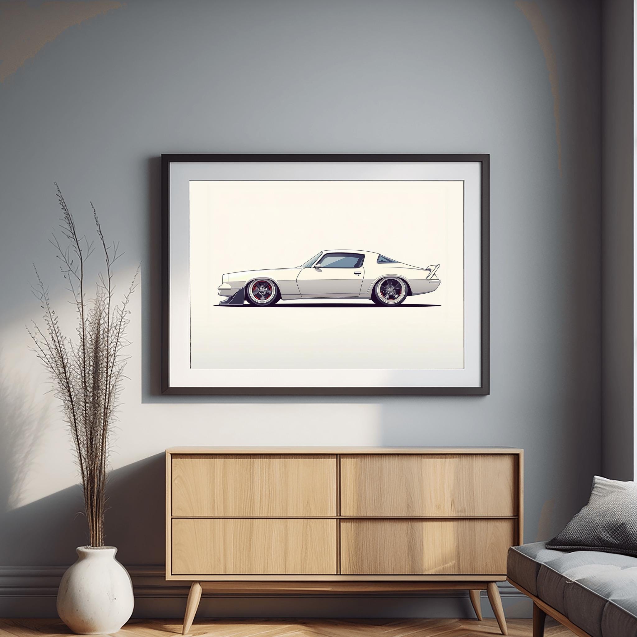 White Chevy Camaro Printable | 1970-1981 Camaro | Sports Car Wall Décor ...