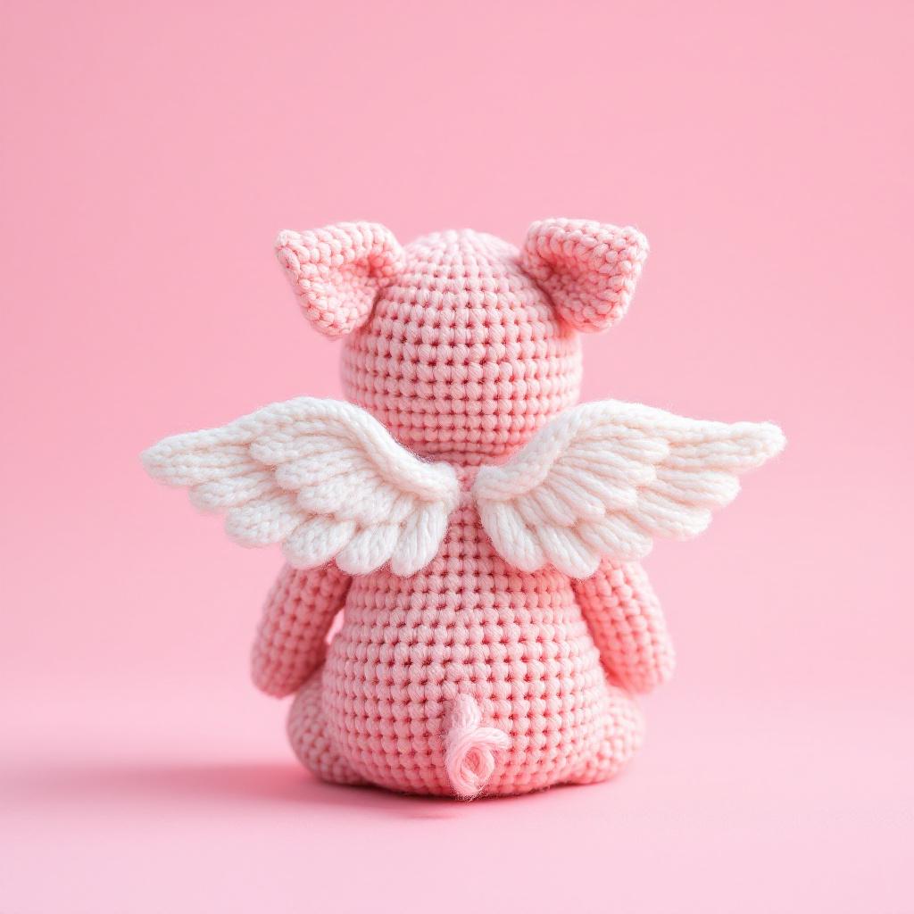 Handmade Amigurumi Flying Pig, Cute Crochet Pig Plush, Pink Stuffed ...