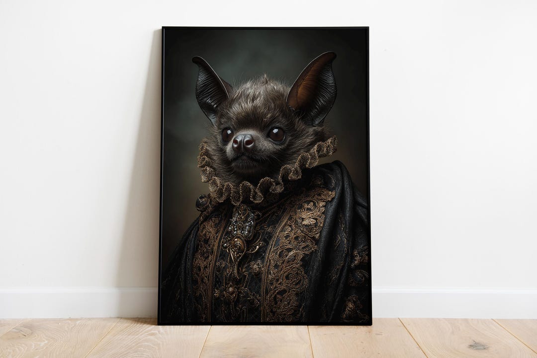 Gothic Bat Portrait, Dark Fantasy Animal Art, Vampire Bat Wall Print ...