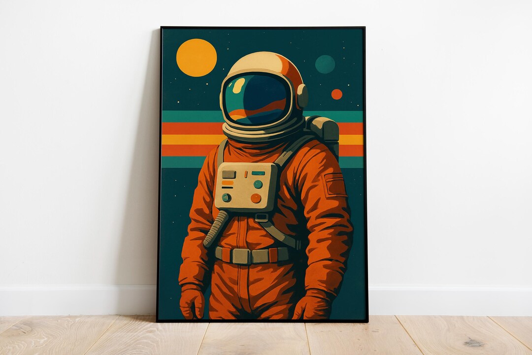 Retro Astronaut Poster, 80s Sci-fi Wall Art, Space Themed Decor ...