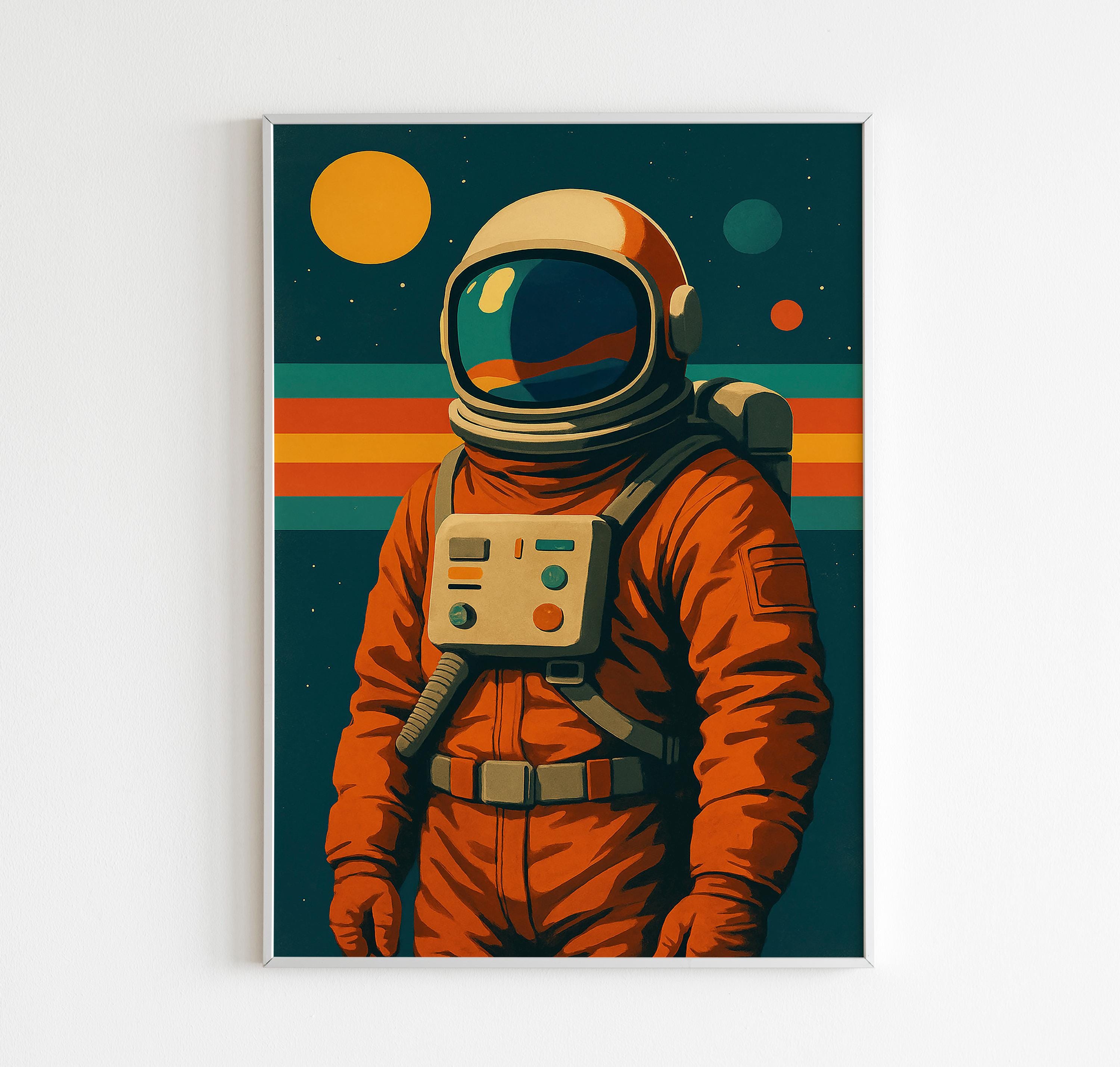 Retro Astronaut Poster, 80s Sci-fi Wall Art, Space Themed Decor ...