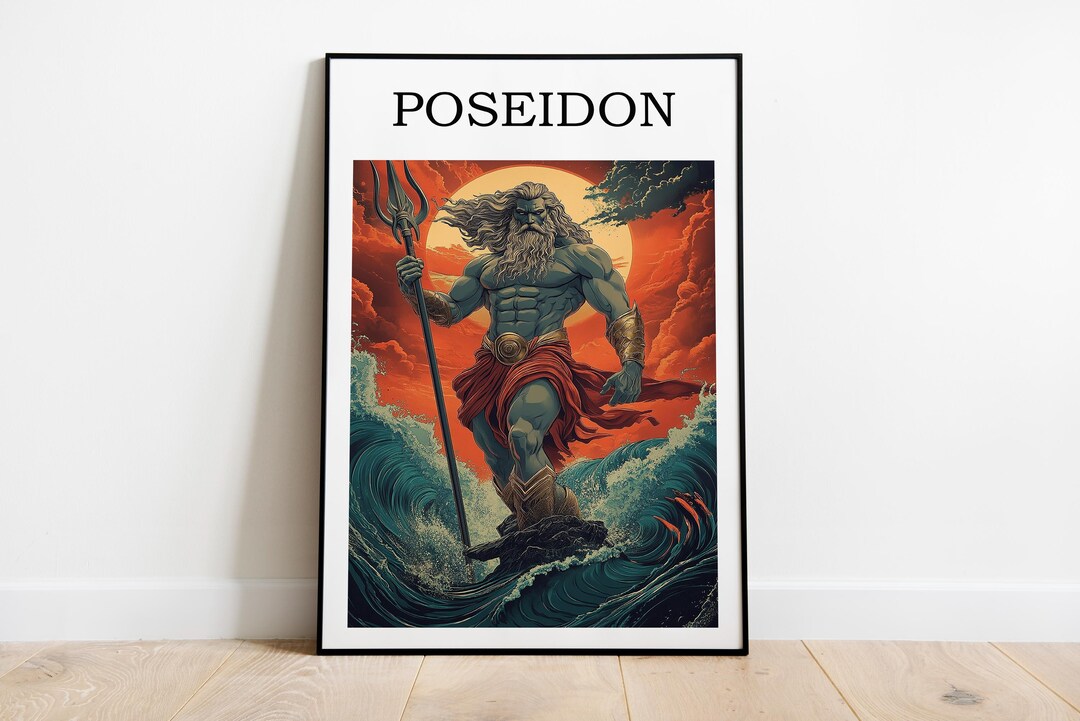 Poseidon Poster, Greek God Art, Poseidon Print, Sea God Print ...