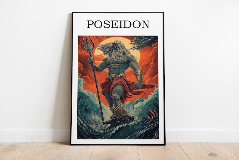 Poseidon Poster, Greek God Art, Poseidon Print, Sea God Print ...