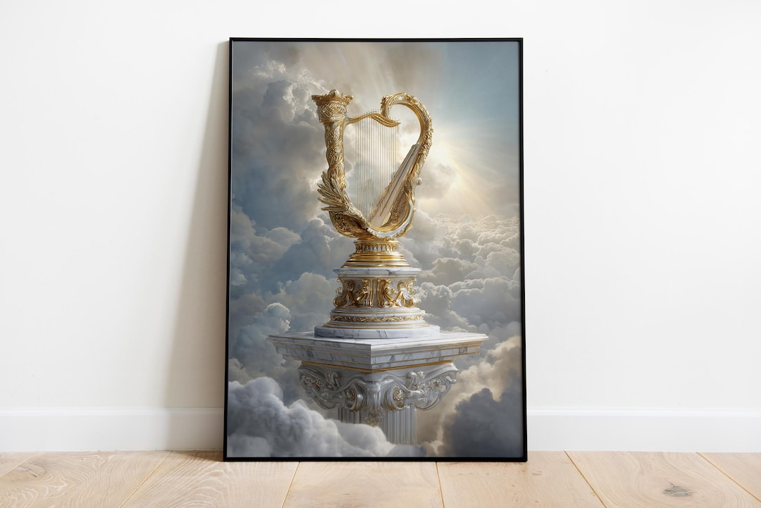 Divine Lyre Poster, Celestial Instrument Art, Angelic Harp Print ...