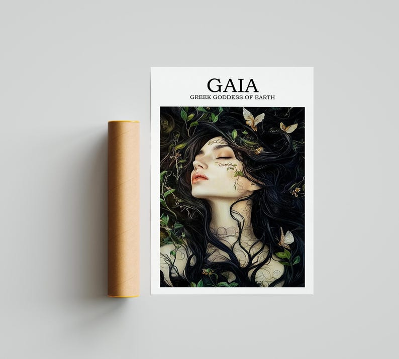 Gaia Greek Goddess of Earth Poster, Art Nouveau Print, Greek Mythology ...
