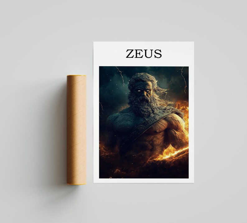 Zeus Poster, Greek God Art, Sky God Print, Mythology Wall Art, Ancient ...