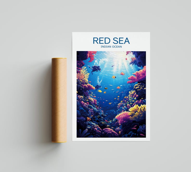 Red Sea Traditional Travel Poster, Indian Ocean, Red Sea Poster, Travel ...