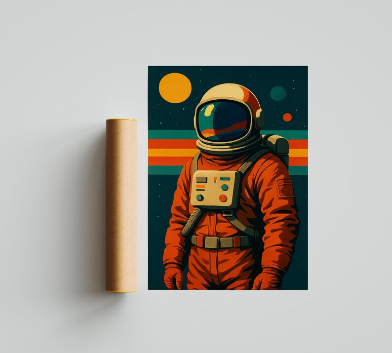 Retro Astronaut Poster, 80s Sci-fi Wall Art, Space Themed Decor ...