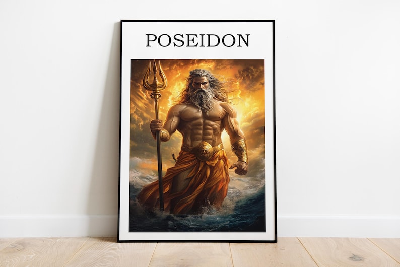Poseidon Poster, Greek God Art, Poseidon Print, Sea God Print ...