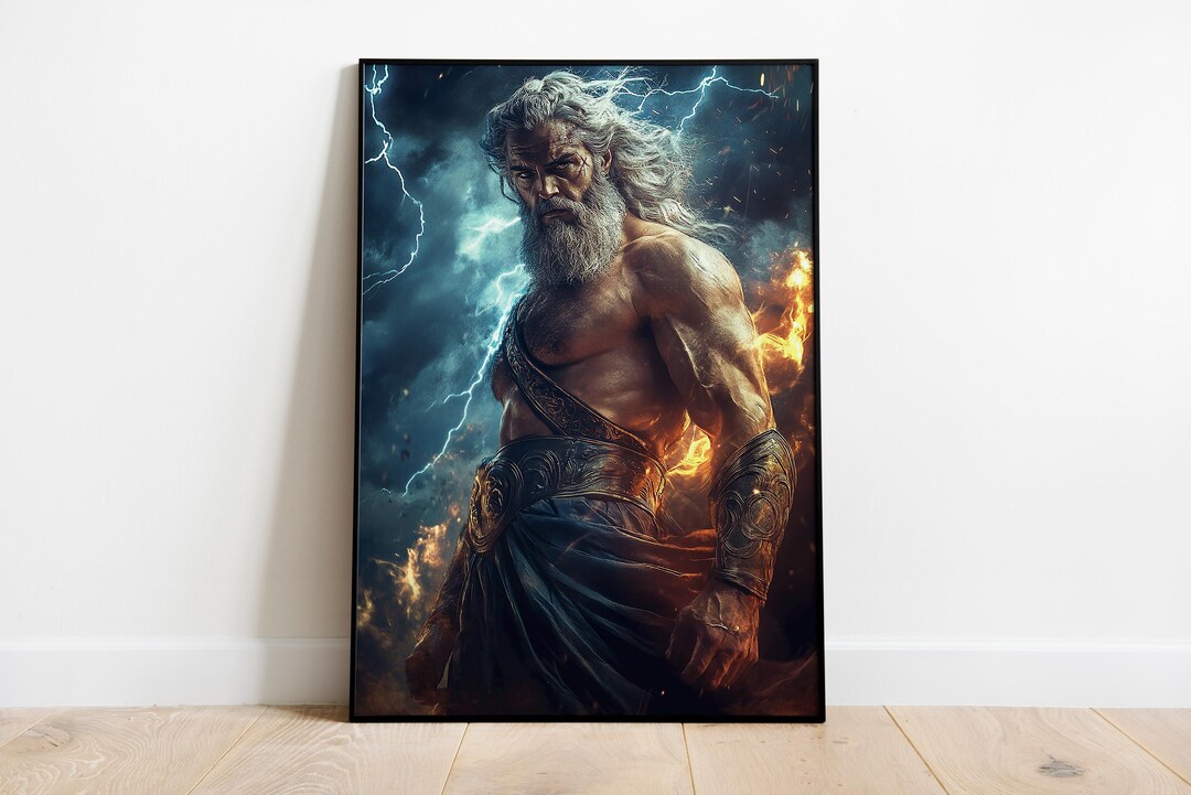 Zeus Poster, Greek God Art, Sky God Print, Mythology Wall Art, Ancient ...