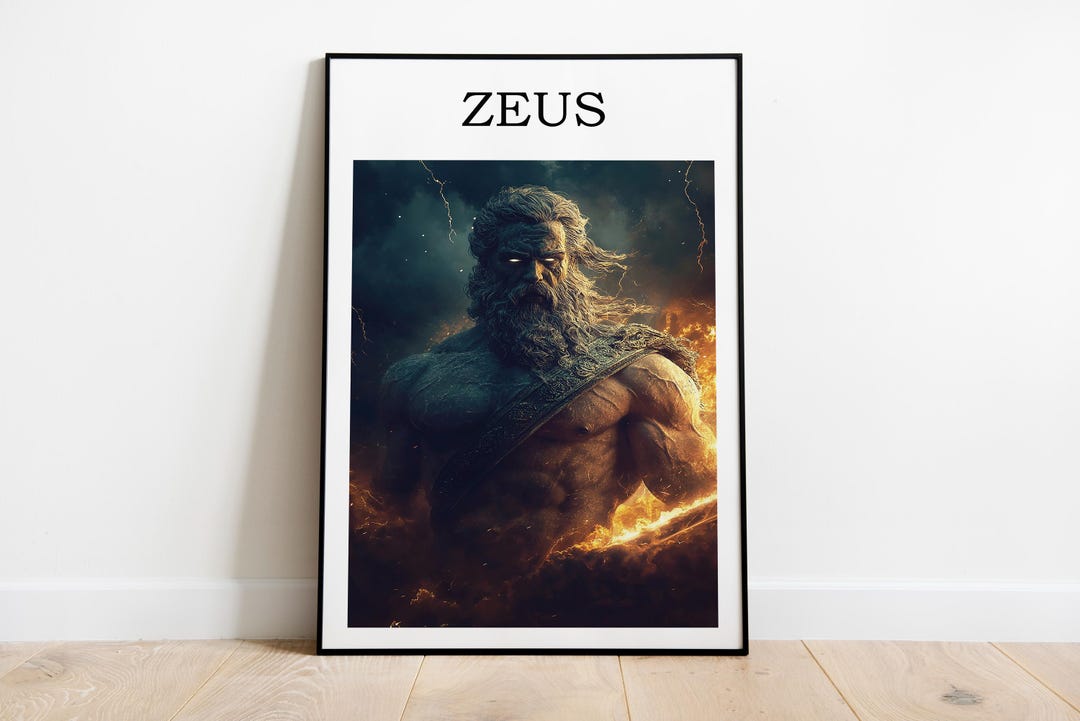 Zeus Poster, Greek God Art, Sky God Print, Mythology Wall Art, Ancient ...